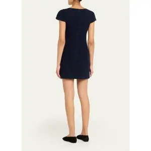 SELF-PORTRAIT Textured Boucle Mini Dress - Navy