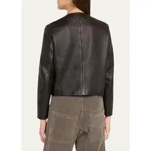 NILI LOTAN Ophelie Leather Collarless Jacket
