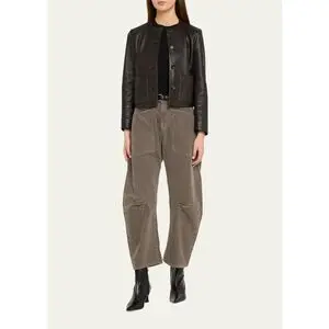 NILI LOTAN Ophelie Leather Collarless Jacket