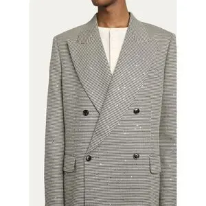 Amiri Houndstooth Double-breasted Peak Lapel Blazer