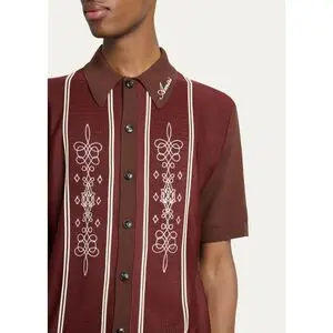 Amiri Abstract Paneled Wool-blend Short-sleeve Shirt
