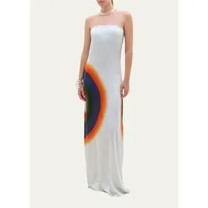 Silvia Tcherassi Bahiana Strapless Abstract-print Silk Maxi Dress