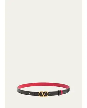 Valentino Garavani Vlogo Signature Reversible Calfskin Belt, 30mm - Nero/red
