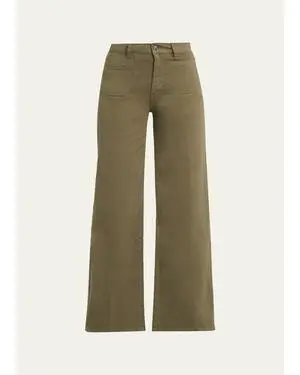 FRAME Le Slim Palazzo Pants Grasshopper