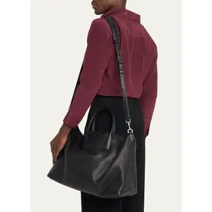Saint Laurent Grained Leather Bowling Tote Bag