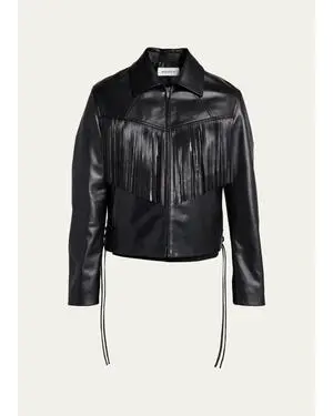 Alexander McQueen Western Fringe-trim Leather Jacket