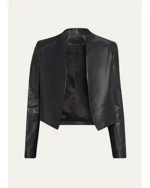 Alice + Olivia New Harvey Leather Open-front Jacket - Black
