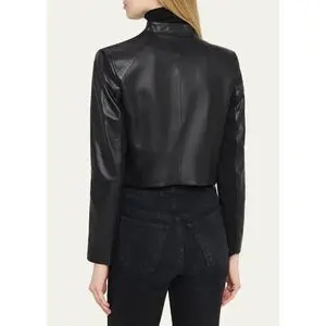 Alice + Olivia New Harvey Leather Open-front Jacket - Black