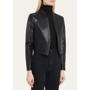 Alice + Olivia New Harvey Leather Open-front Jacket - Black