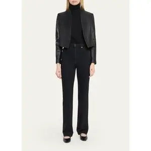 Alice + Olivia New Harvey Leather Open-front Jacket - Black