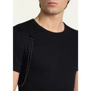 Alexander McQueen Beaded Harness Micro-rib Cotton Crewneck T-shirt