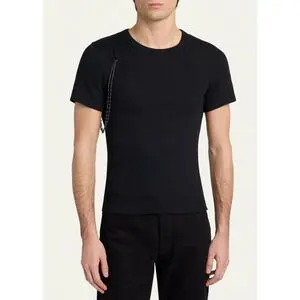 Alexander McQueen Beaded Harness Micro-rib Cotton Crewneck T-shirt