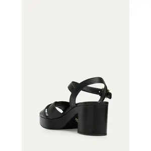 Prada 65mm Triangle Logo Crisscross Leather Platform Sandals - Nero
