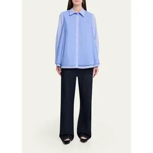 Brandon Maxwell Vaughn Frothy Layered Button-down Shirt