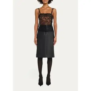 Saint Laurent Sleeveless Sheer Lace Lingerie Cami Top