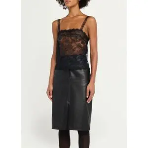 Saint Laurent Sleeveless Sheer Lace Lingerie Cami Top