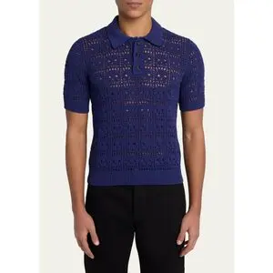 Alexander McQueen Cotton Crochet Skull Openwork Short-sleeve Polo Sweater