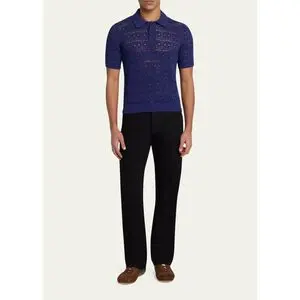 Alexander McQueen Cotton Crochet Skull Openwork Short-sleeve Polo Sweater