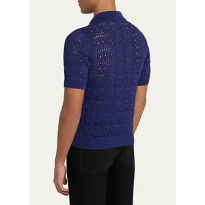 Alexander McQueen Cotton Crochet Skull Openwork Short-sleeve Polo Sweater