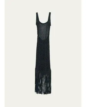 DIOTIMA Gala Embellished Net Fringe Backless Gown