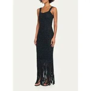 DIOTIMA Gala Embellished Net Fringe Backless Gown