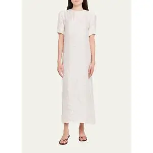 Khaite Webber Short-sleeve Crinkled Maxi Dress