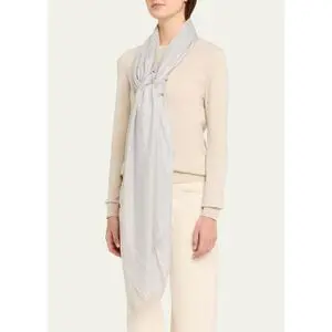 Brunello Cucinelli Sparkling Cashmere And Silk Scarf - Grey
