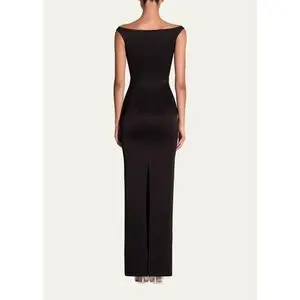 Alex Perry Off-the-shoulder V-neck Satin Crepe Gown