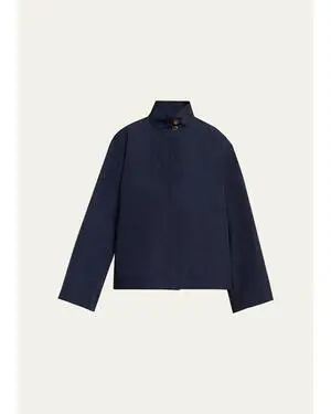 Lafayette 148 New York Funnel-neck Cavalry Twill Jacket - Ink