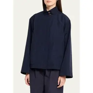Lafayette 148 New York Funnel-neck Cavalry Twill Jacket - Ink