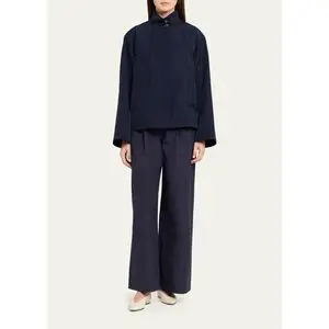 Lafayette 148 New York Funnel-neck Cavalry Twill Jacket - Ink