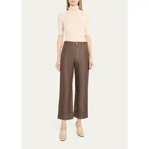 Lafayette 148 New York Highline Cuffed Linen-cotton Ankle Pants