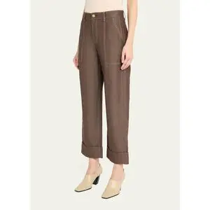 Lafayette 148 New York Highline Cuffed Linen-cotton Ankle Pants