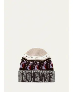 Loewe X Louis Wain Futurist Cat Beanie - Beige Multi