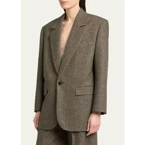 Saint Laurent Herringbone Wool Single-breasted Jacket