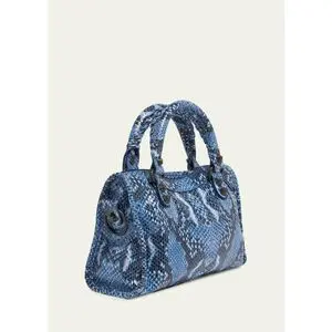 Balenciaga Le City Mini Python-embossed Leather Top-handle Bag - Blue