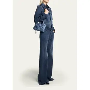 Balenciaga Le City Mini Python-embossed Leather Top-handle Bag - Blue
