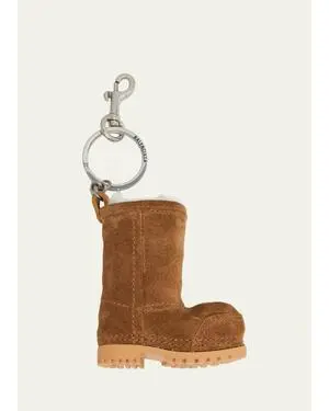 Balenciaga Mini Suede Boot Key Ring Bag Charm - Noce