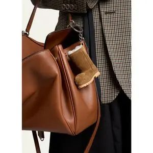 Balenciaga Mini Suede Boot Key Ring Bag Charm - Noce