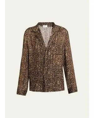 Saint Laurent Leopard-print Pajama Blouse