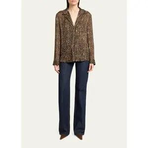 Saint Laurent Leopard-print Pajama Blouse