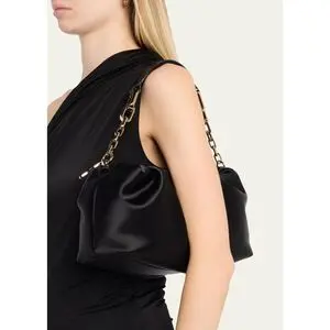 CHRISTIAN LOUBOUTIN Eva Ruched Neoprene Shoulder Bag - Black