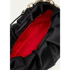 CHRISTIAN LOUBOUTIN Eva Ruched Neoprene Shoulder Bag - Black