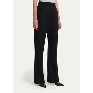 Alexander McQueen High-rise Straight-leg Wool Trousers - Black