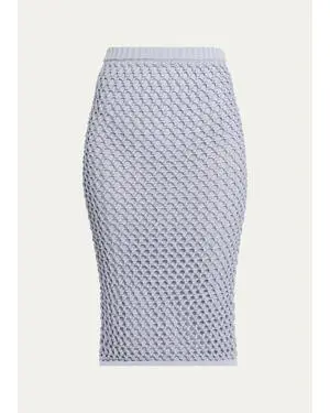 DIOTIMA Spice Crystal Crochet Knit Midi Skirt - Cloud