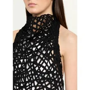 DIOTIMA Lattice Embroidered Layered Halter Midi Dress