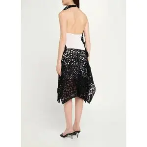 DIOTIMA Lattice Embroidered Layered Halter Midi Dress