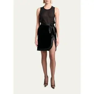 Saint Laurent Wrap Skirt In Velvet And Satin