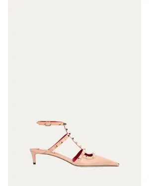 Valentino Garavani 40mm Rockstud Leather Ankle-strap Pumps - Phard