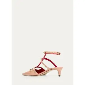 Valentino Garavani 40mm Rockstud Leather Ankle-strap Pumps - Phard